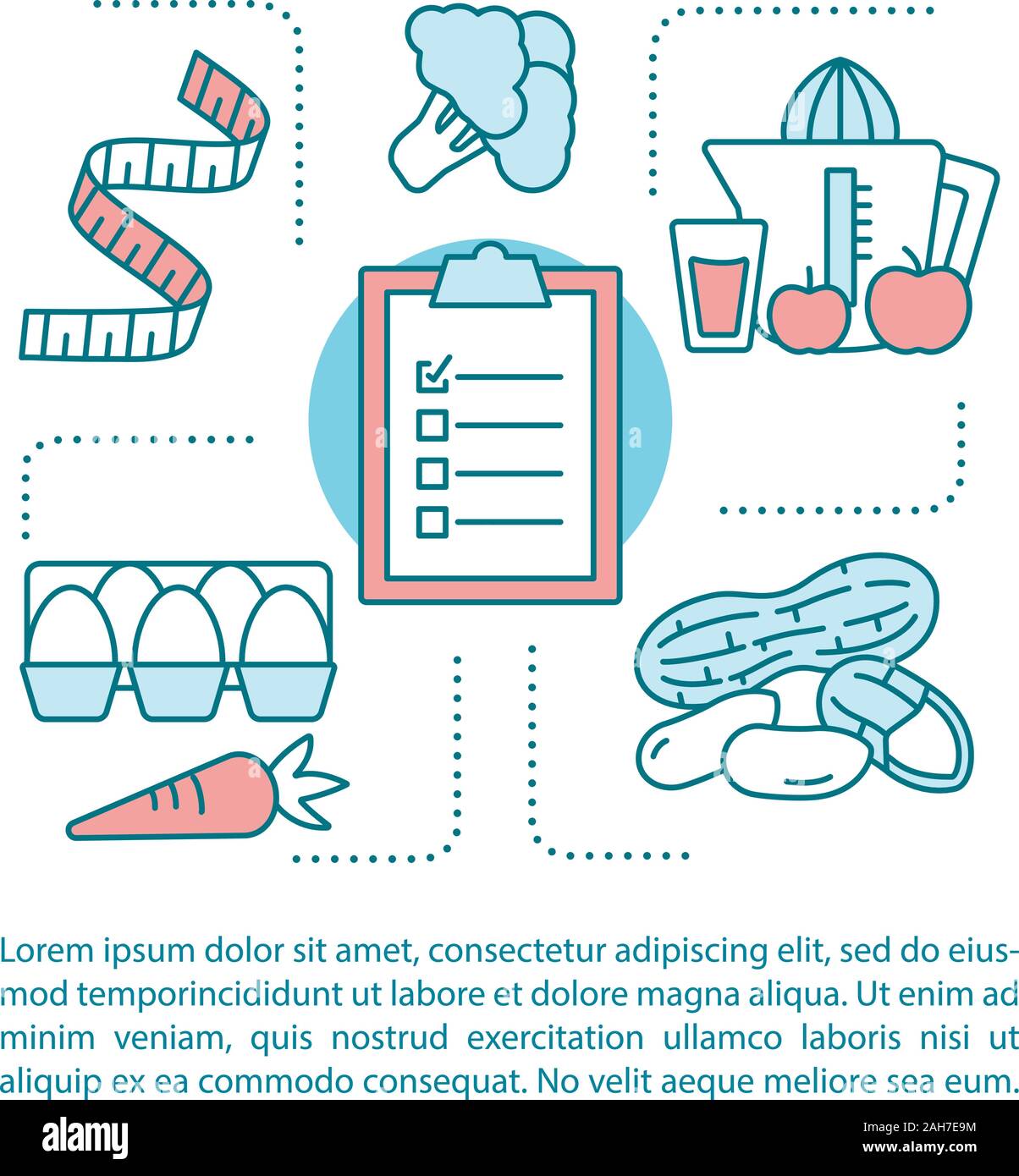 Healthy nutrition concept linear illustration. Diet, eaing. Article ...