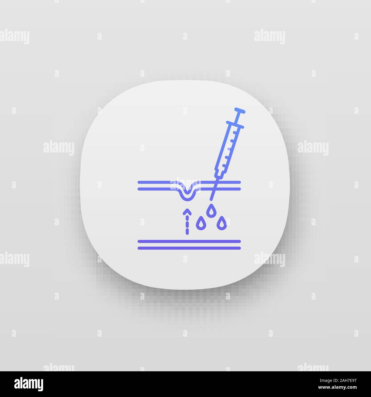 Neurotoxin injection app icon. Subcutaneous injection with neuro toxin ...