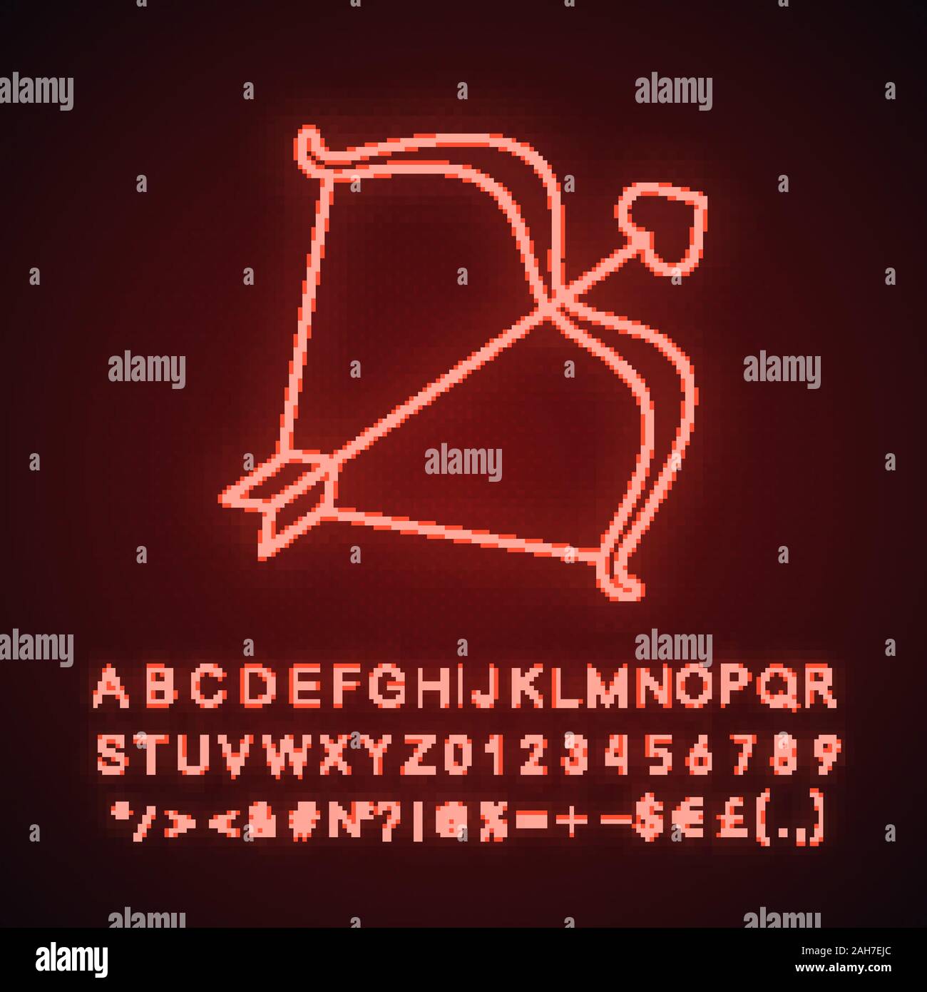 Cupid's bow and arrow neon light icon. Valentine's Day. Glowing sign ...