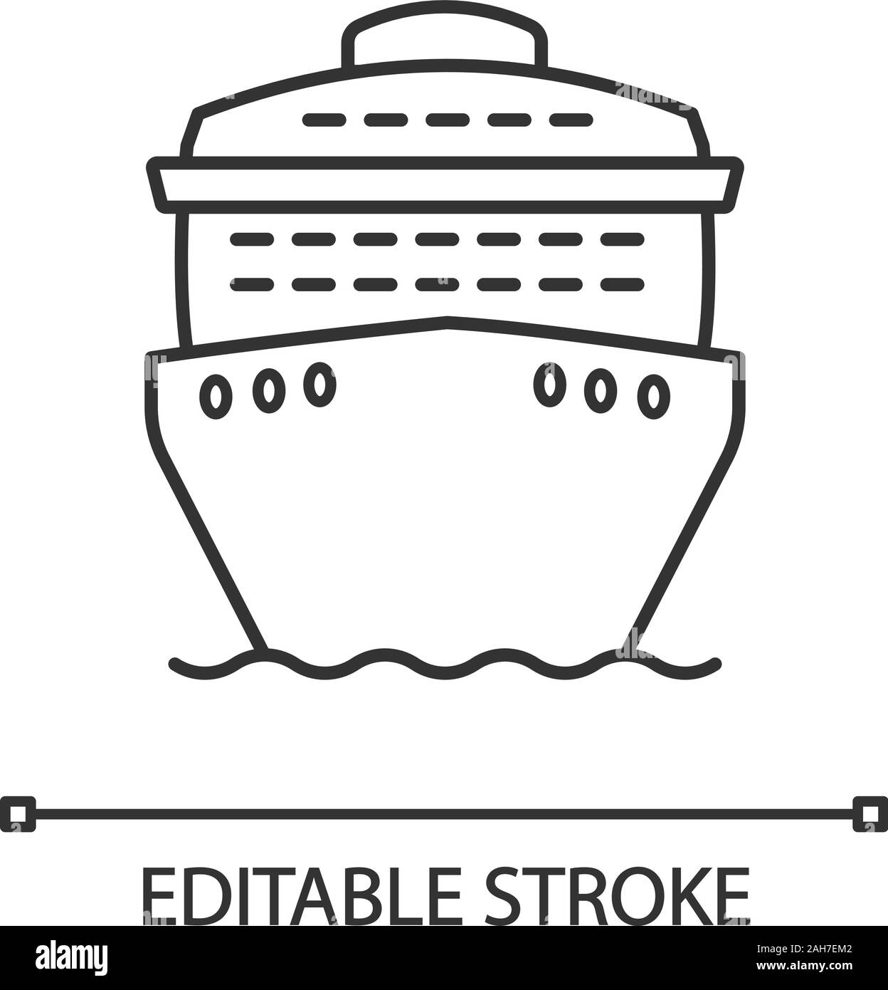 Cruise ship in front view linear icon. Ocean liner. Thin line ...