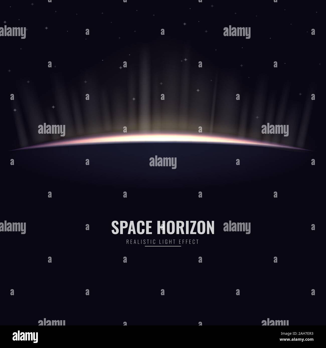 Space horizon with sunrise and sunshine background. Blue light from ...