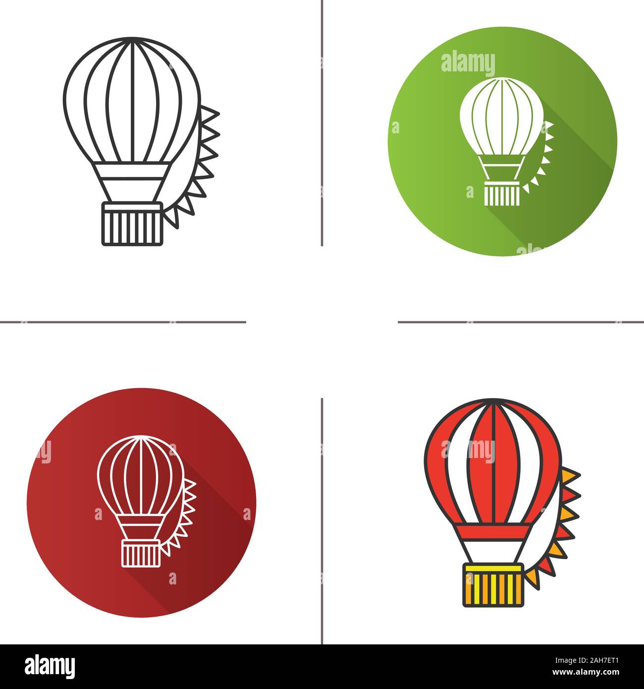 Hot air balloon festival icon. Aerostat. Flat design, linear and color ...