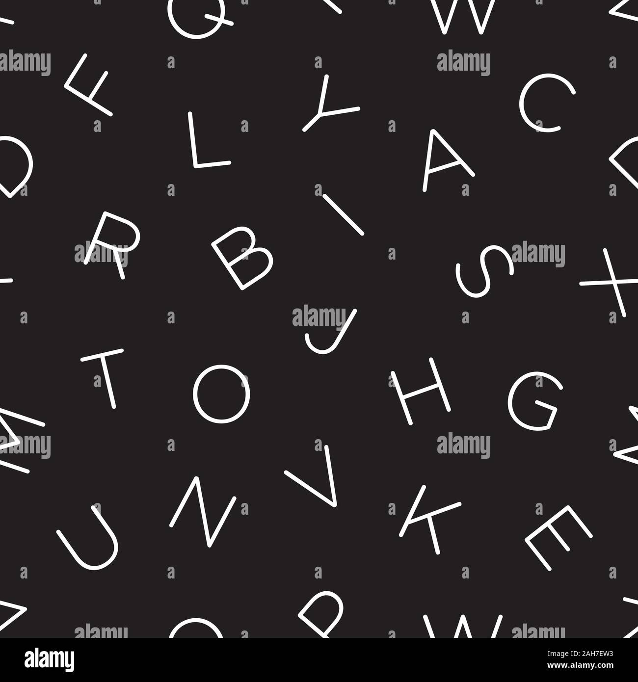 Line art abc seamless pattern. Black and white vector tileable ...