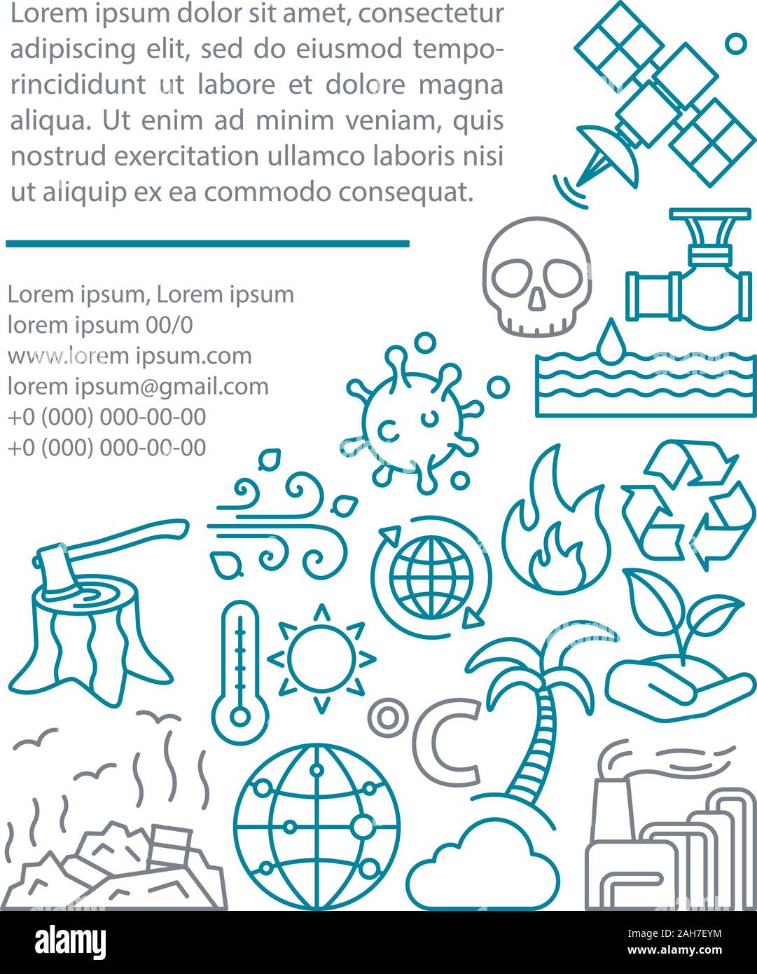 Environmental issues article page vector template. Climate changing ...