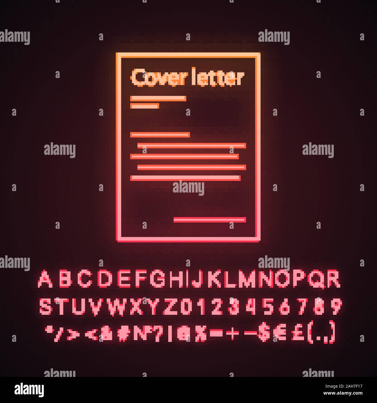 Cover letter neon light icon. Job application. Introduction letter ...