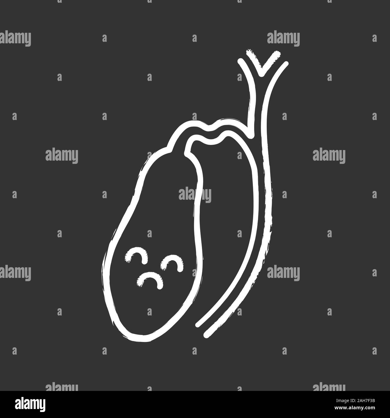 Sad gallbladder chalk icon. Unhealthy digestive system. Gallbladder ...