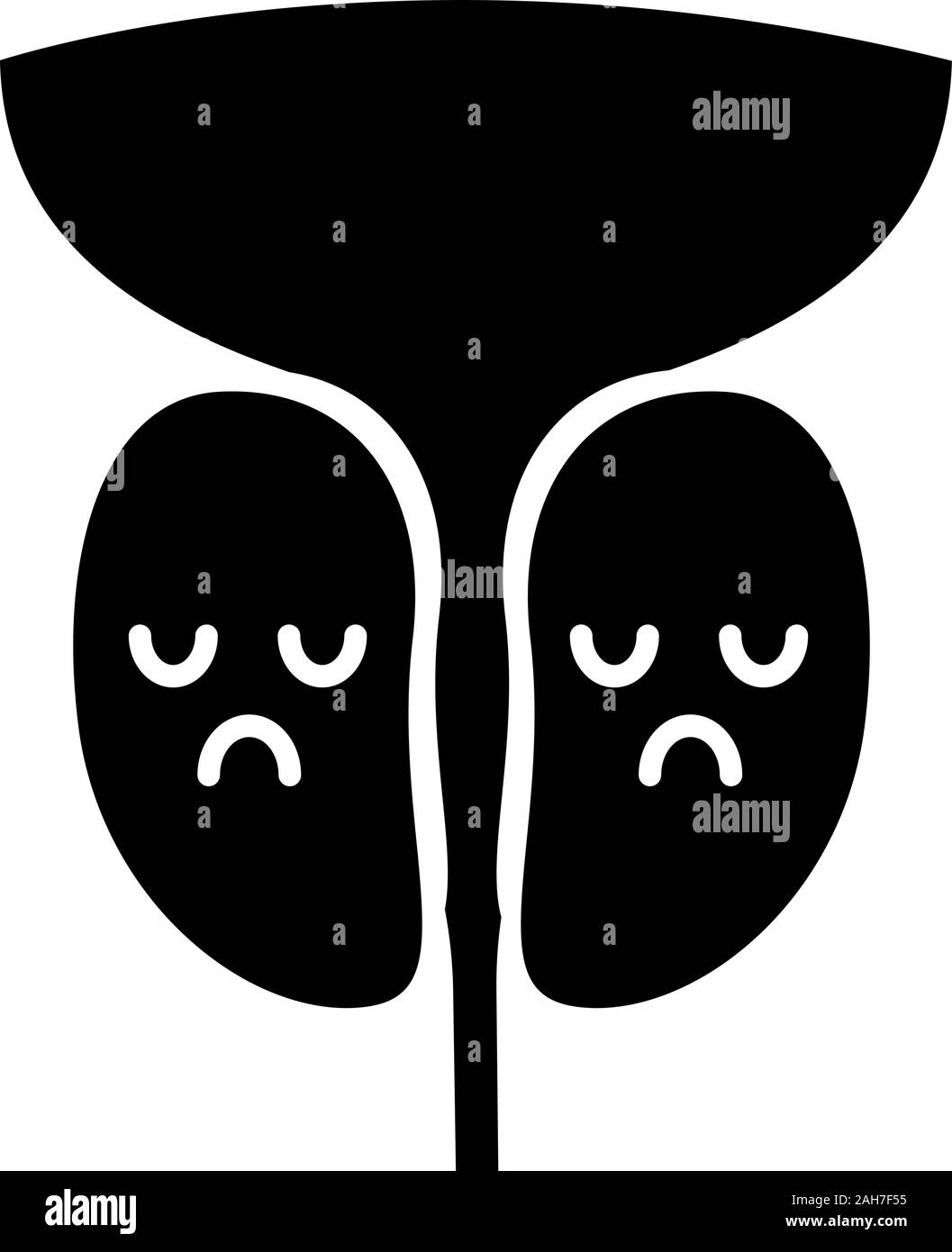 Sad prostate gland glyph icon. Men's health. Male reproductive system ...