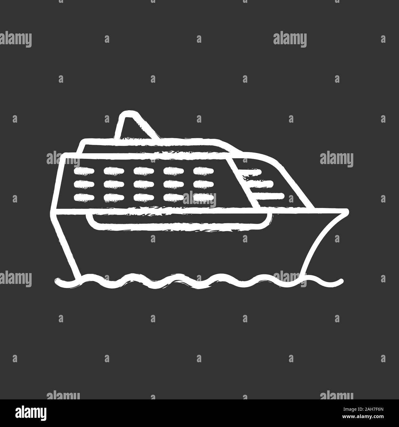 Cruise ship in side view chalk icon. Ocean liner. Boat, cruiseship ...