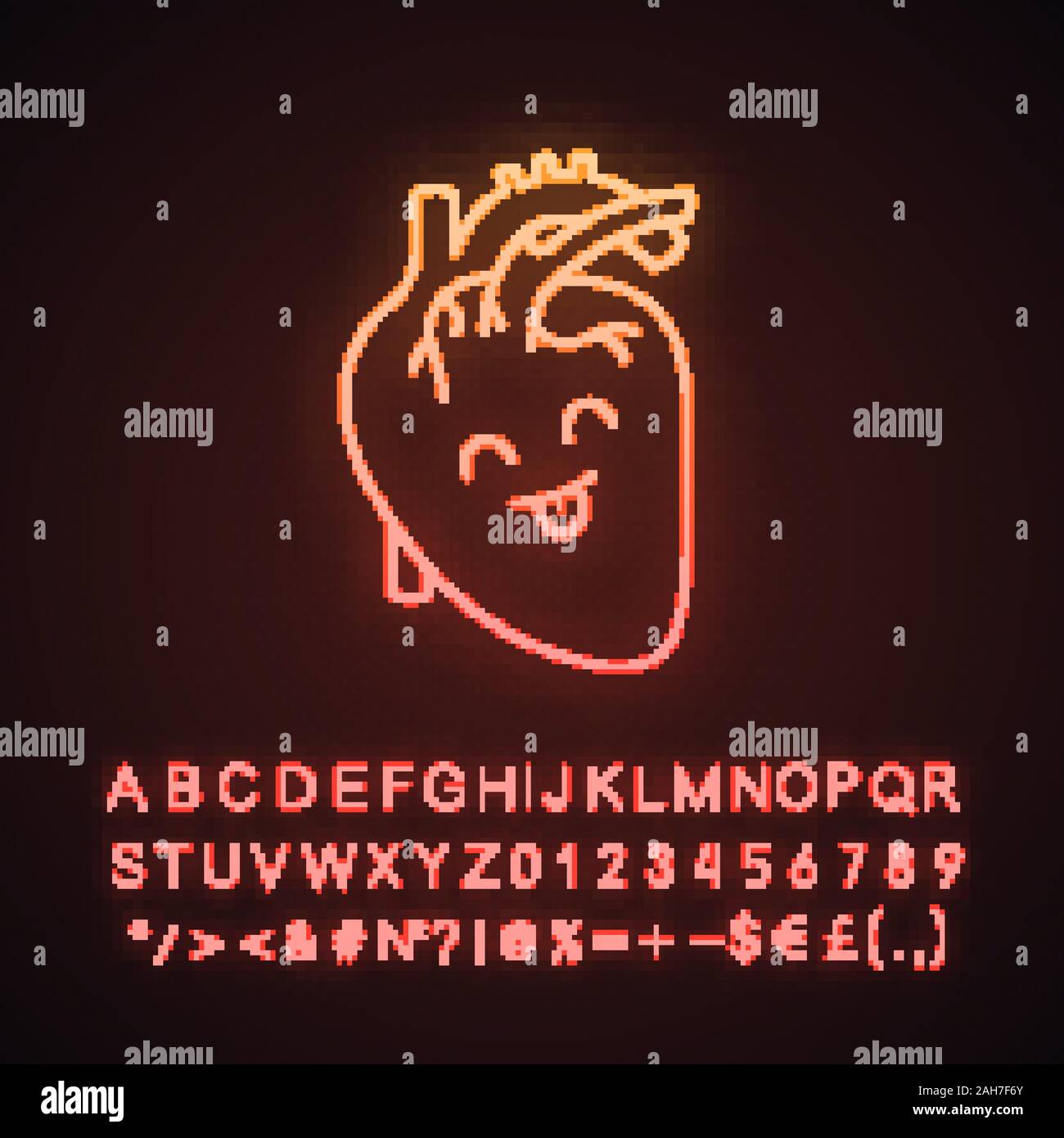 Smiling human heart anatomy neon light icon. Cardiovascular system ...