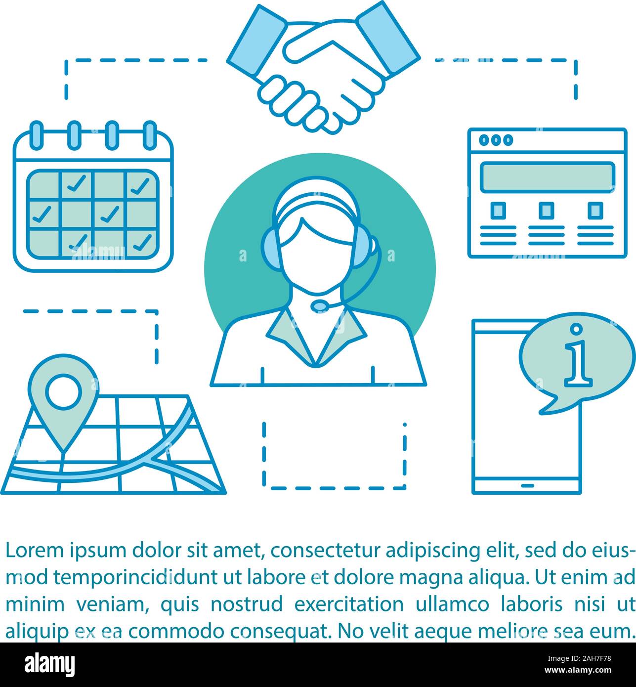 Contact us concept linear illustration. Information center. Infocenter ...