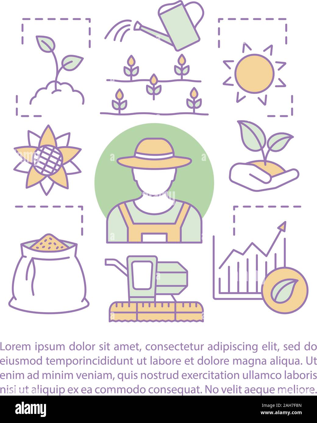 Organic farming concept linear illustration. Agriculture. Article ...