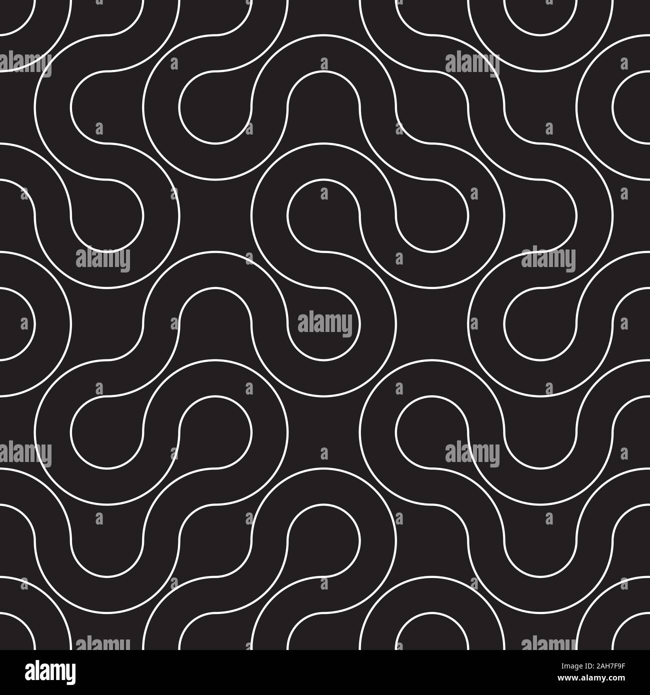 Line art winding seamless pattern. Black and white vector tileable ...