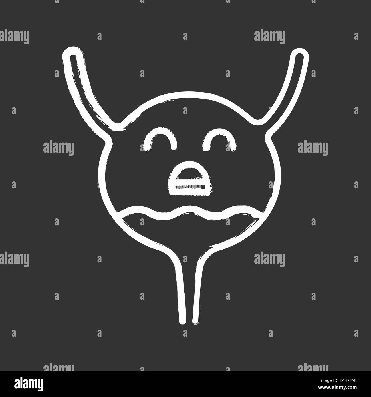 Sad urinary bladder chalk icon. Unhealthy urinary tract. Urinary system ...
