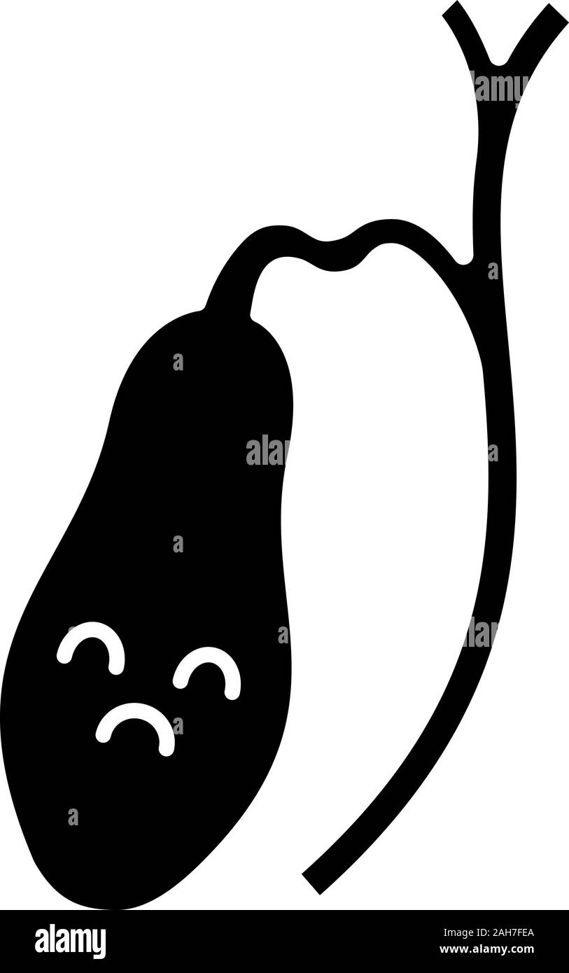 Sad gallbladder glyph icon. Unhealthy digestive system. Gallbladder ...