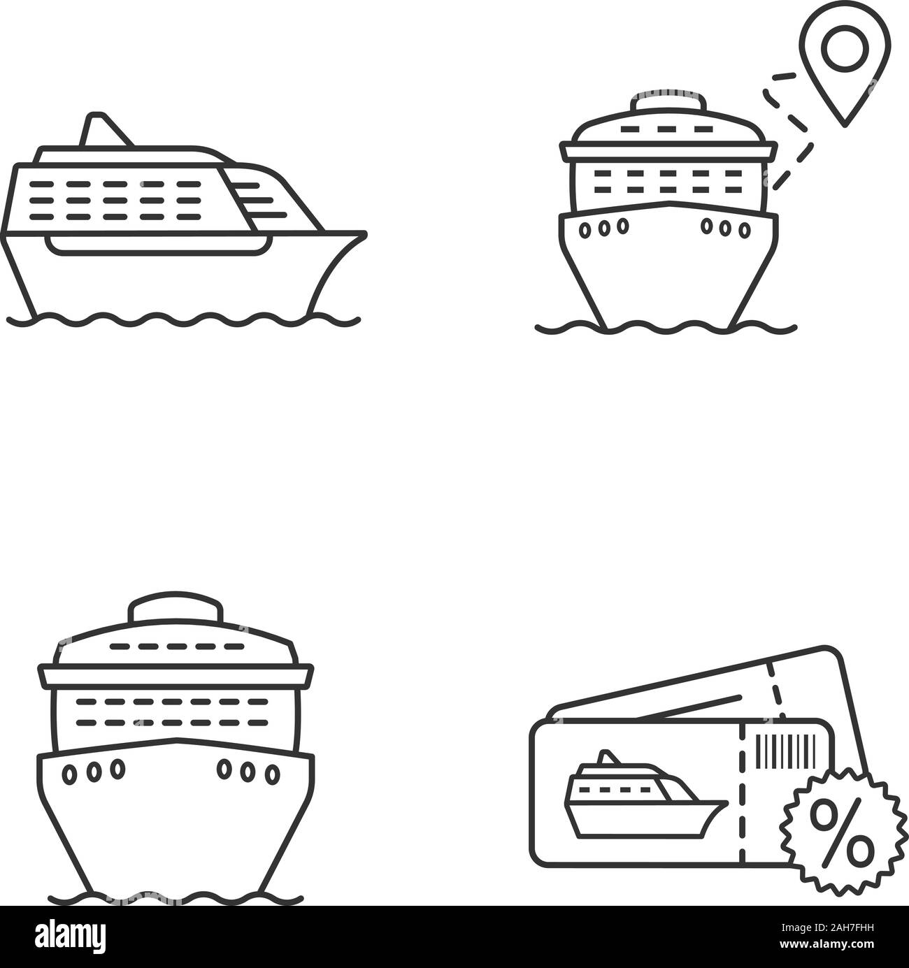 Cruise linear icons set. Summer voyage. Travel agency. Cheap cruise ...