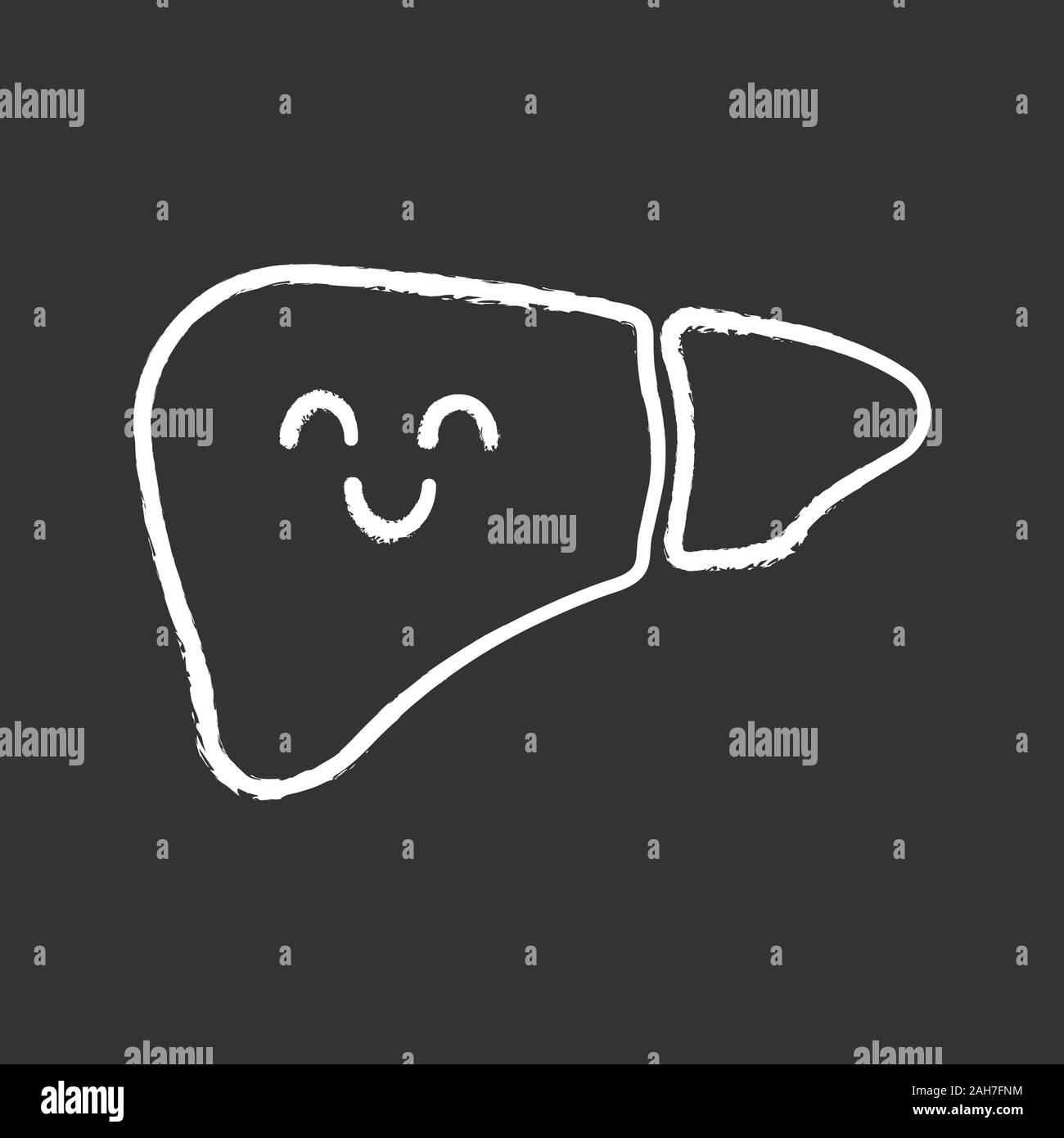 Smiling liver chalk icon. Healthy digestive gland. Liver health ...