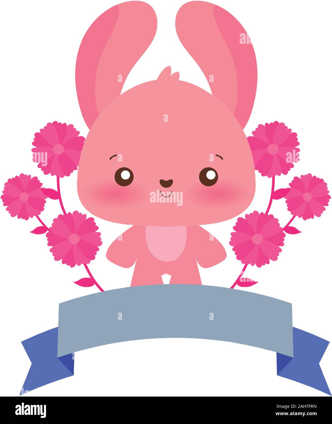 Cute rabbit cartoon with flowers design, Animal zoo life nature ...