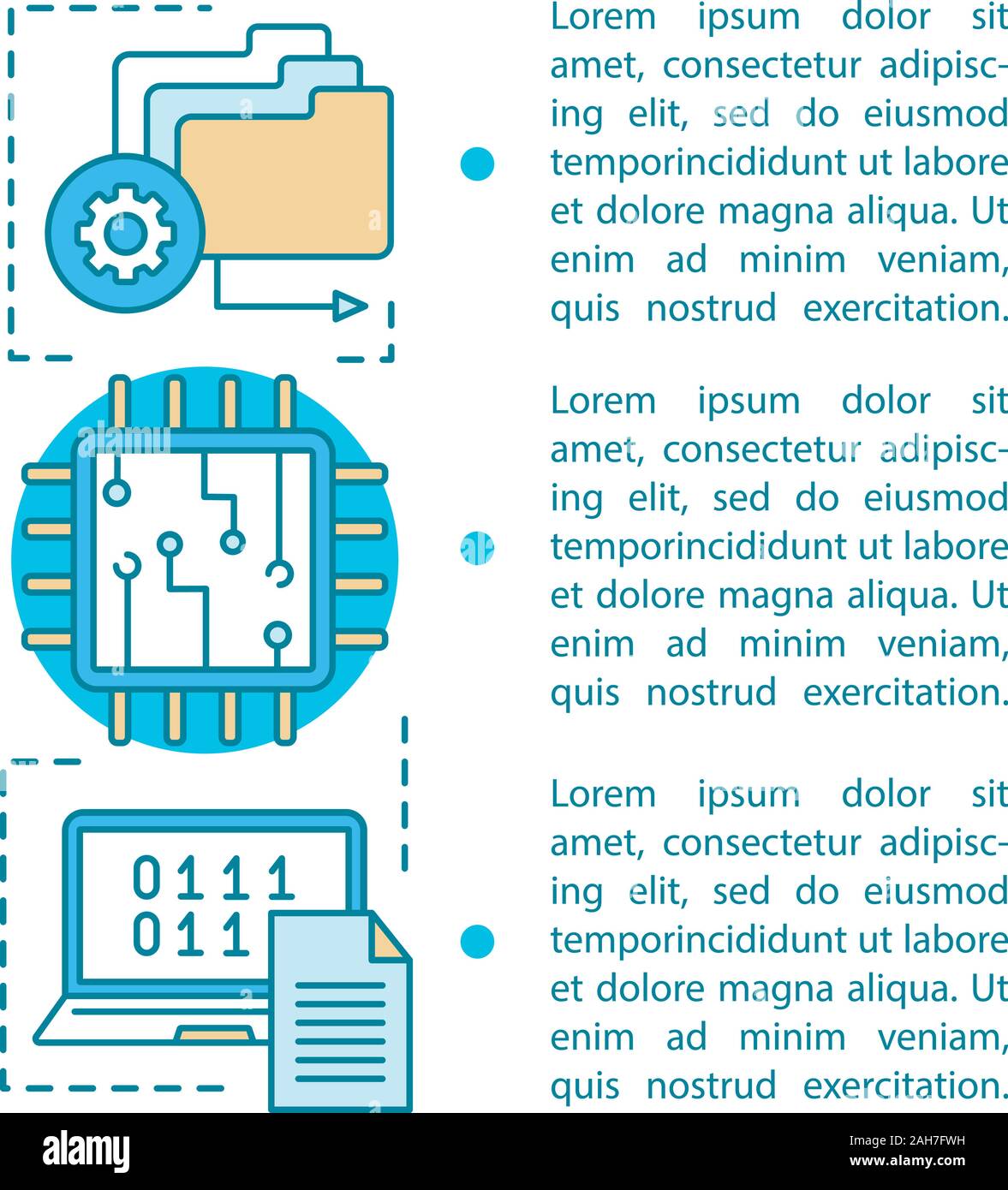 Digital technology article page vector template. Data management ...