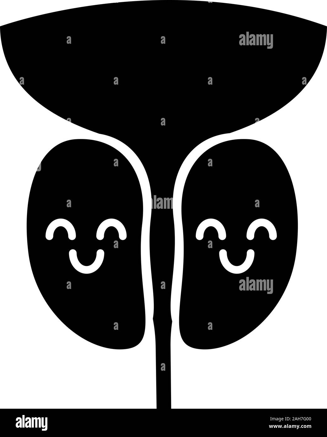 Smiling prostate gland glyph icon. Men's health. Male reproductive ...