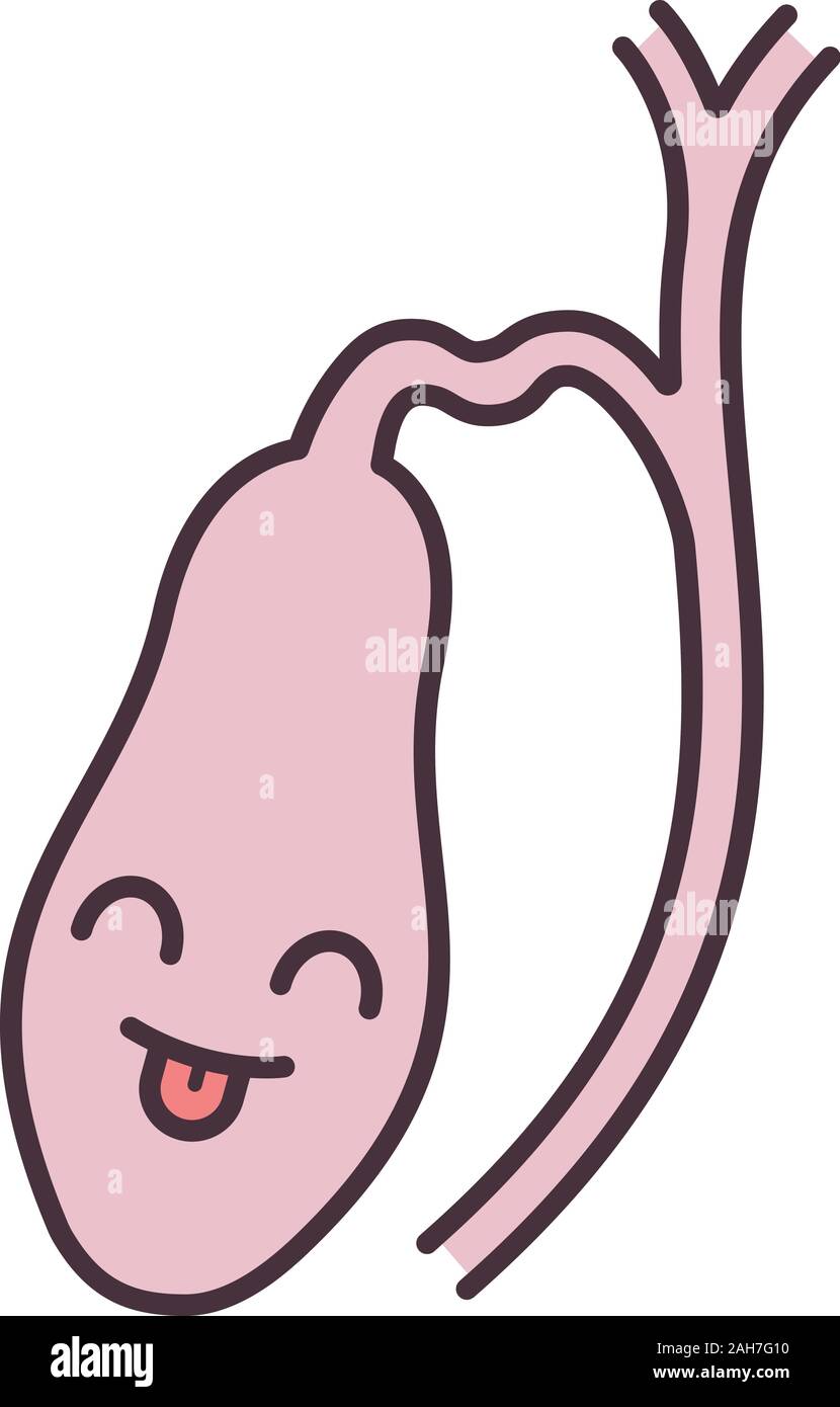Smiling gallbladder color icon. Healthy digestive system. Gallbladder ...