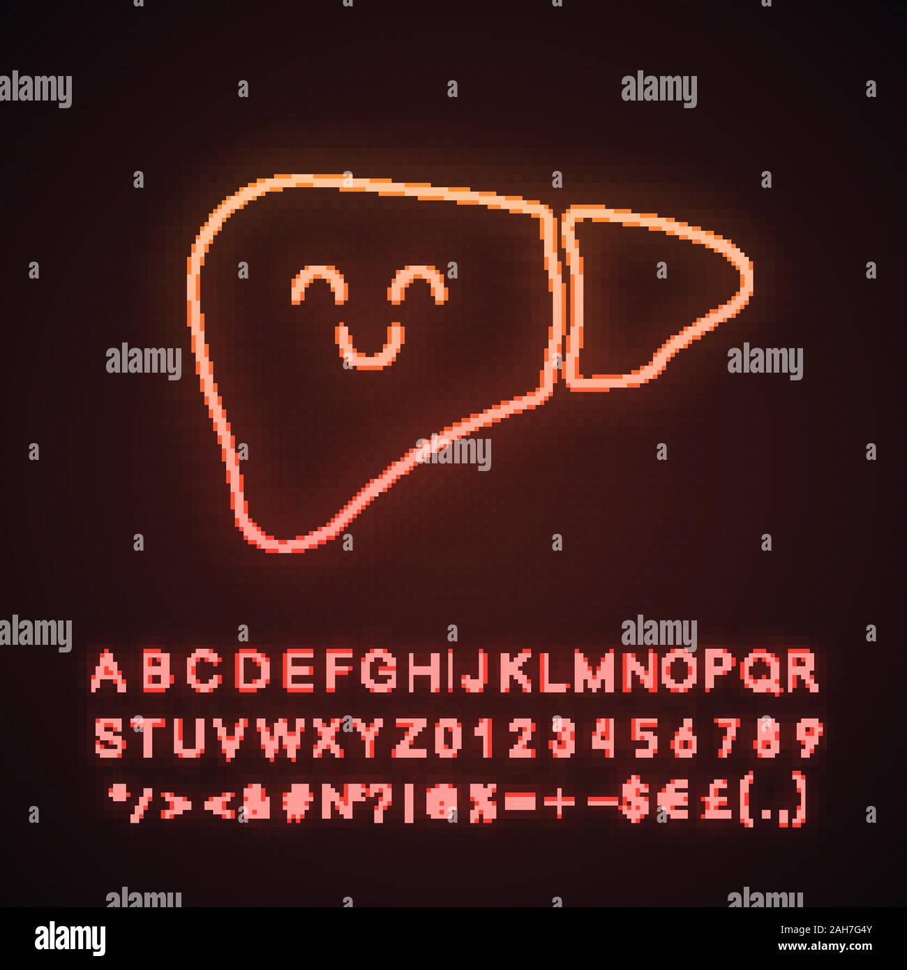 Smiling liver neon light icon. Healthy digestive gland. Liver health ...