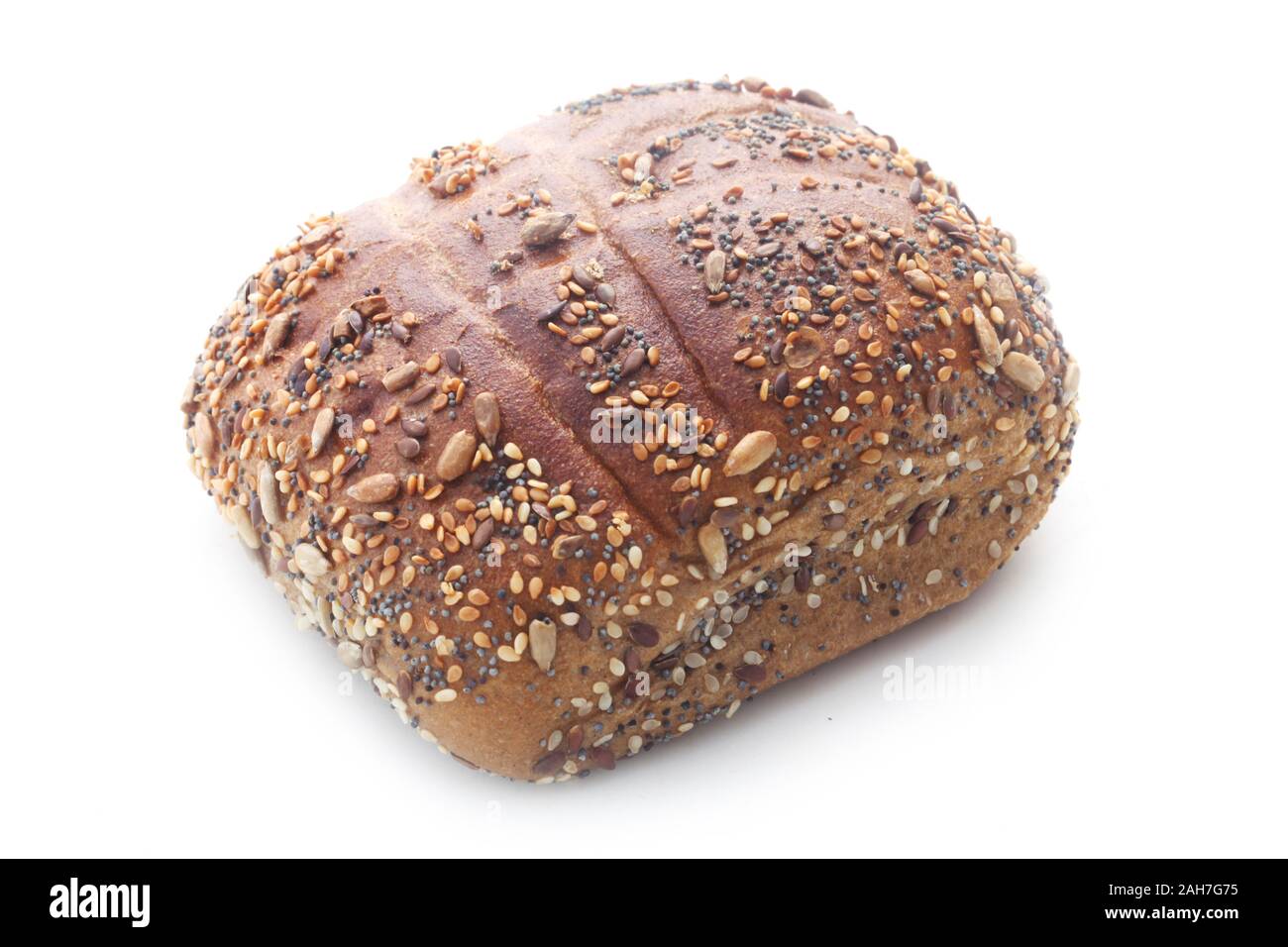 Whole Grain Roll Isolated On White Stock Photo - Alamy