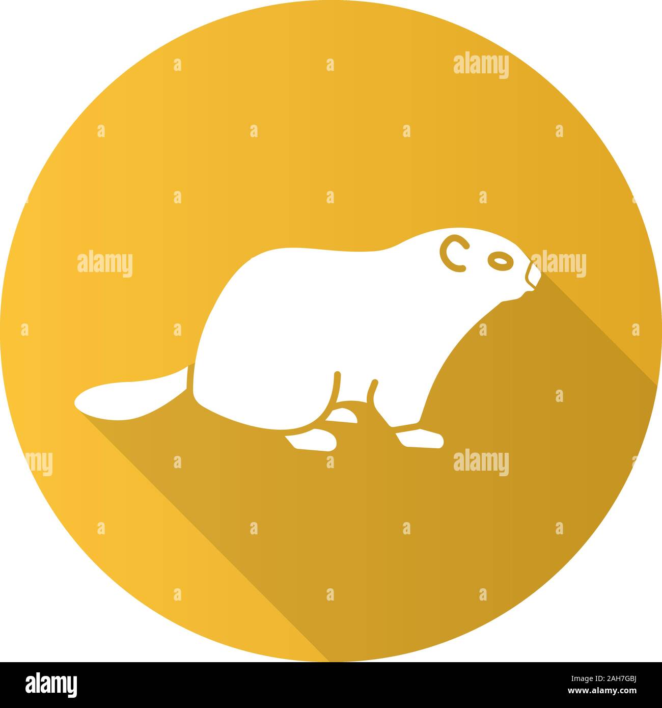 Groundhog Day flat design long shadow glyph icon. Woodchuck. February ...