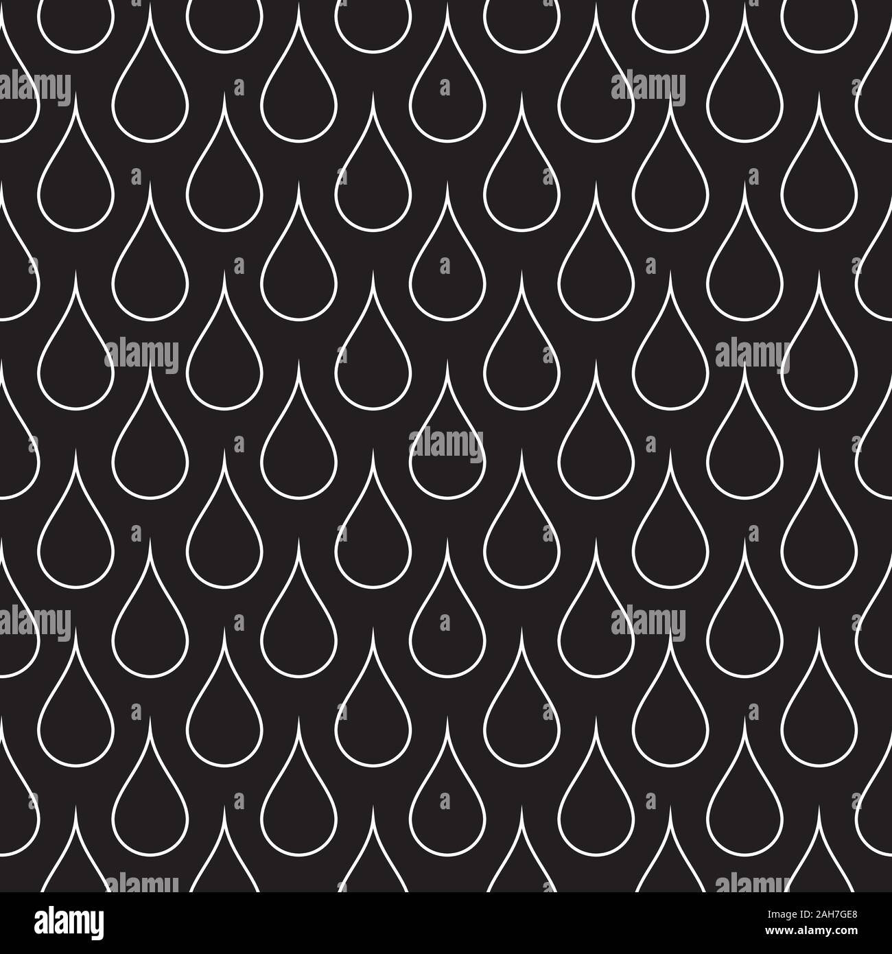 Line art rain drops seamless pattern. Black and white vector tileable ...
