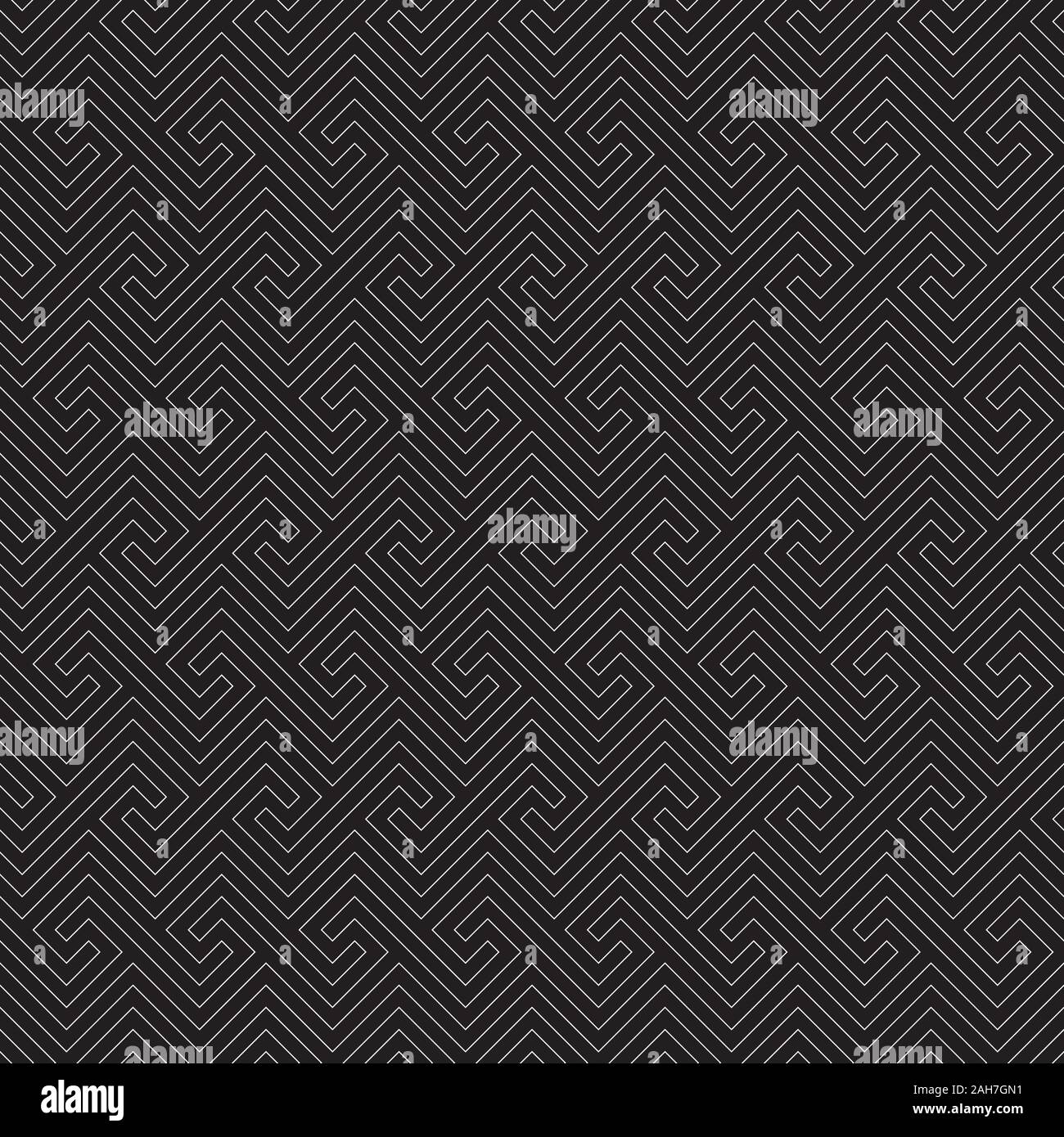 Line art maze seamless pattern. Black and white vector tileable ...