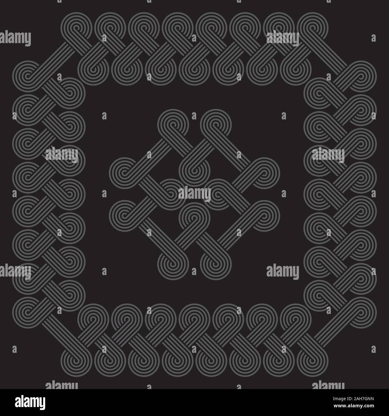 Twisted striped lines vector seamless pattern. Dark gray neutral ...