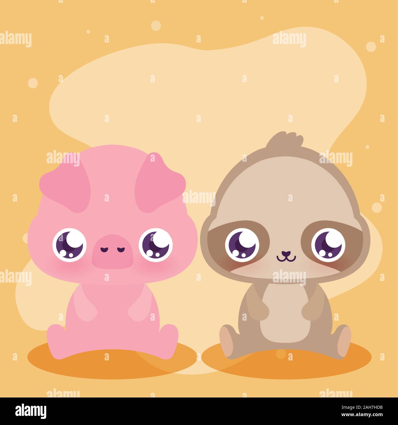 Cute sloth and pig cartoon design, Animal zoo life nature character ...