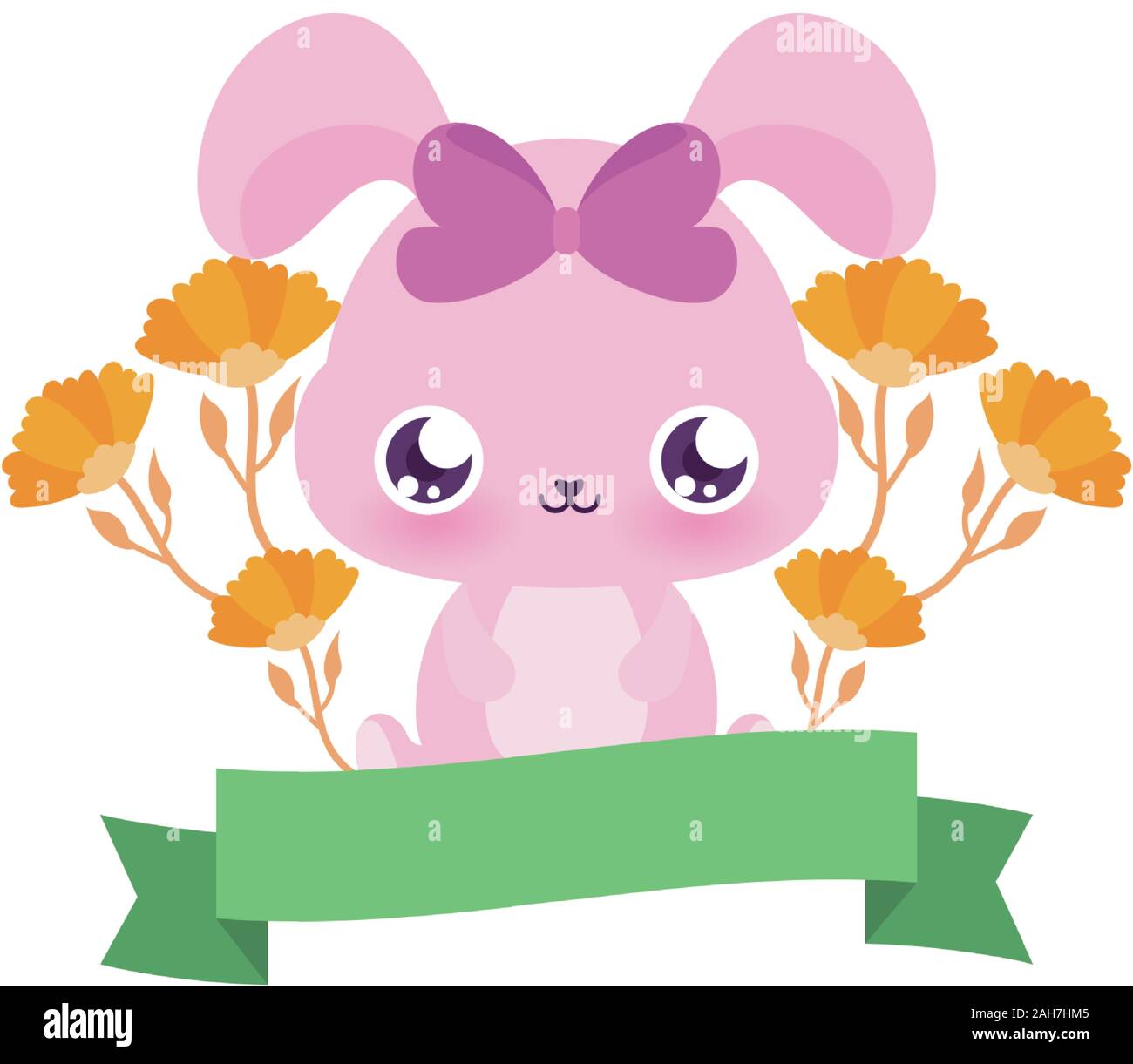 Cute rabbit cartoon with flowers design, Animal zoo life nature ...
