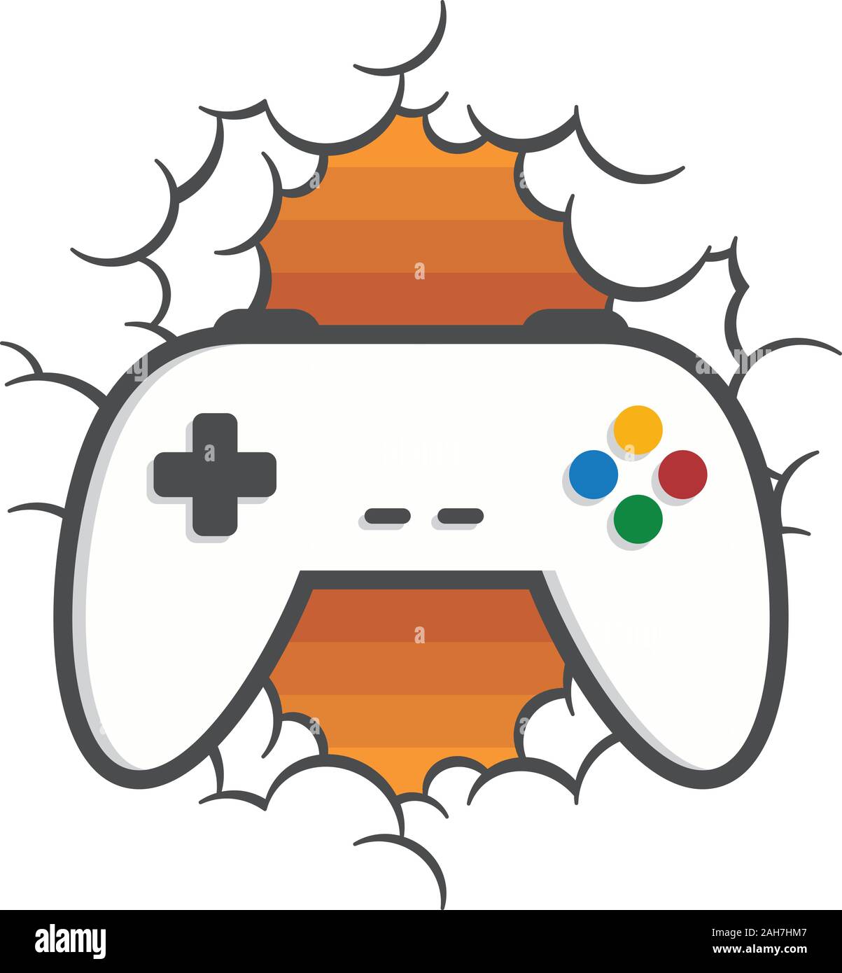 game console joystick controller space cloud theme logo vector Stock ...