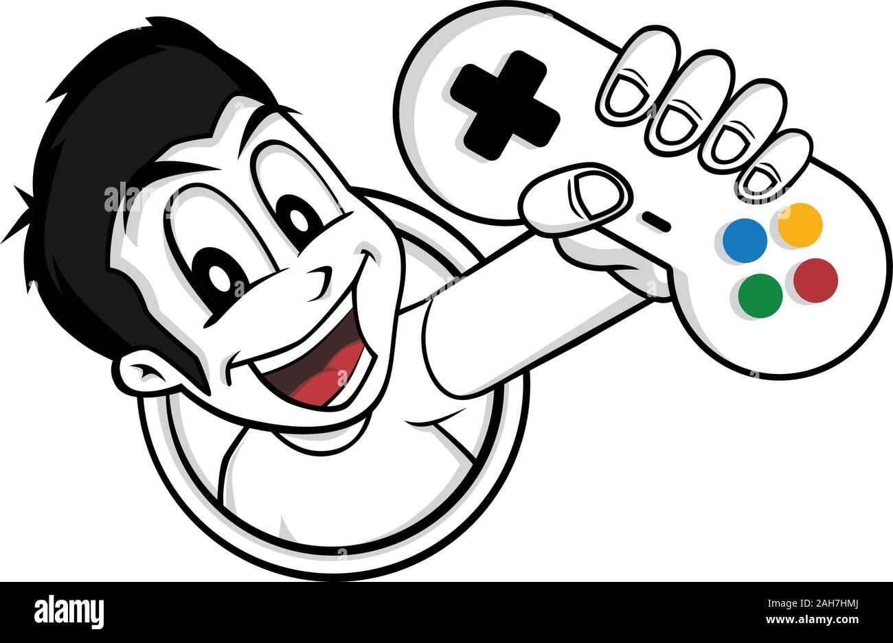 man holding game console joystick controller logo brand vector Stock ...