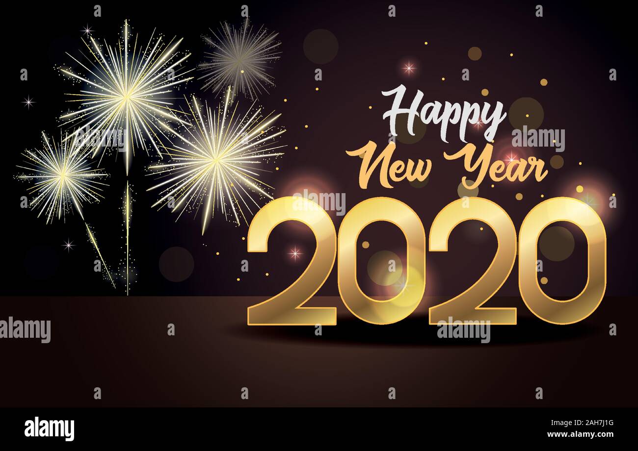 2020 golden numbers fireworks hi-res stock photography and images - Alamy