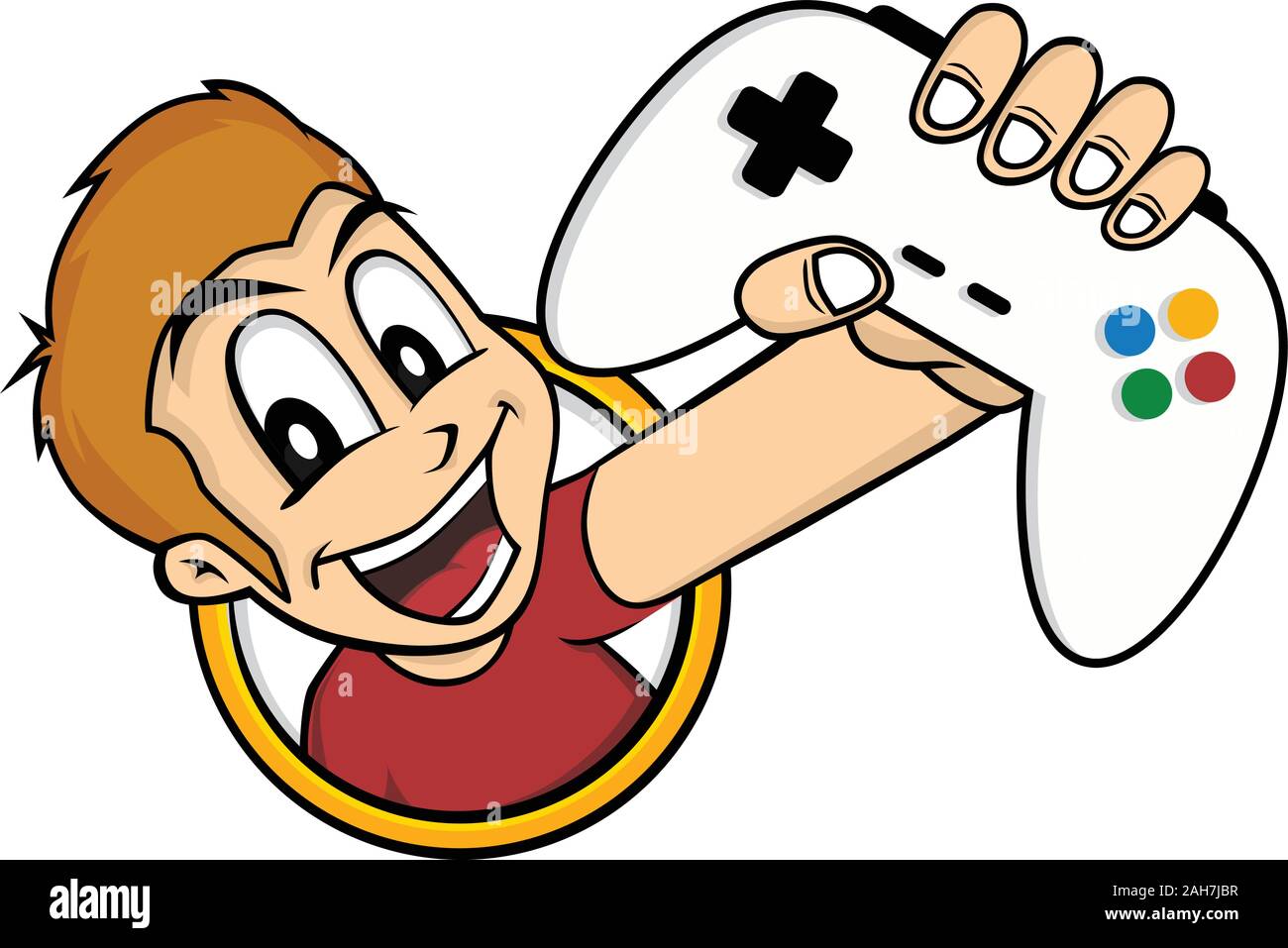man holding game console joystick controller logo brand vector Stock ...