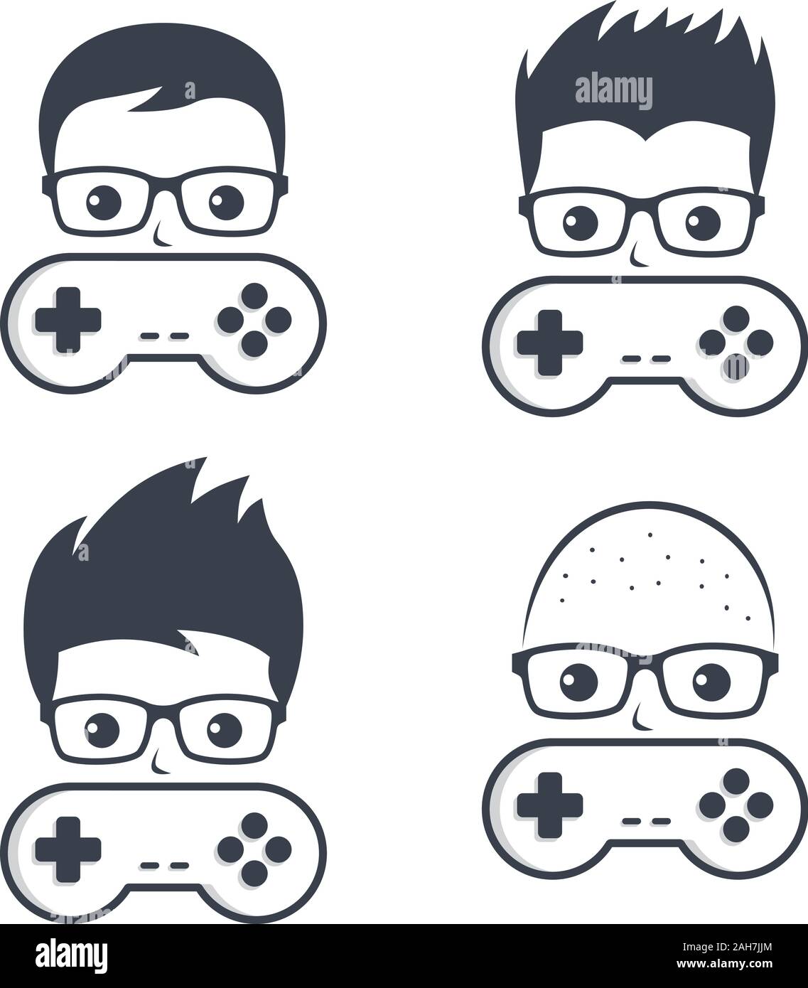 game nerd geek gamer joystick console controller logo vector Stock ...