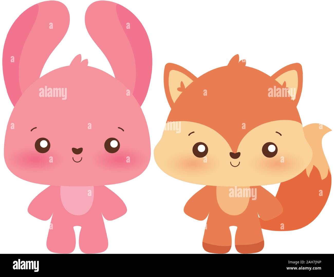 rabbit and fox cartoons design, Kawaii animals expression cute ...