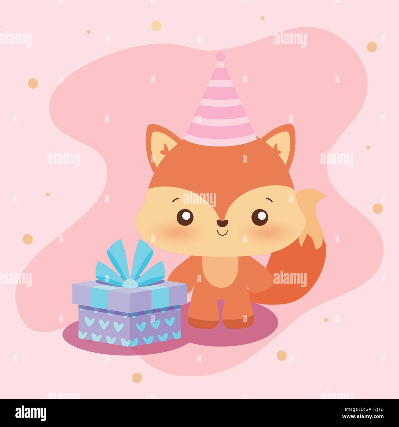 fox cartoon design, Happy birthday card celebration decoration surprise ...