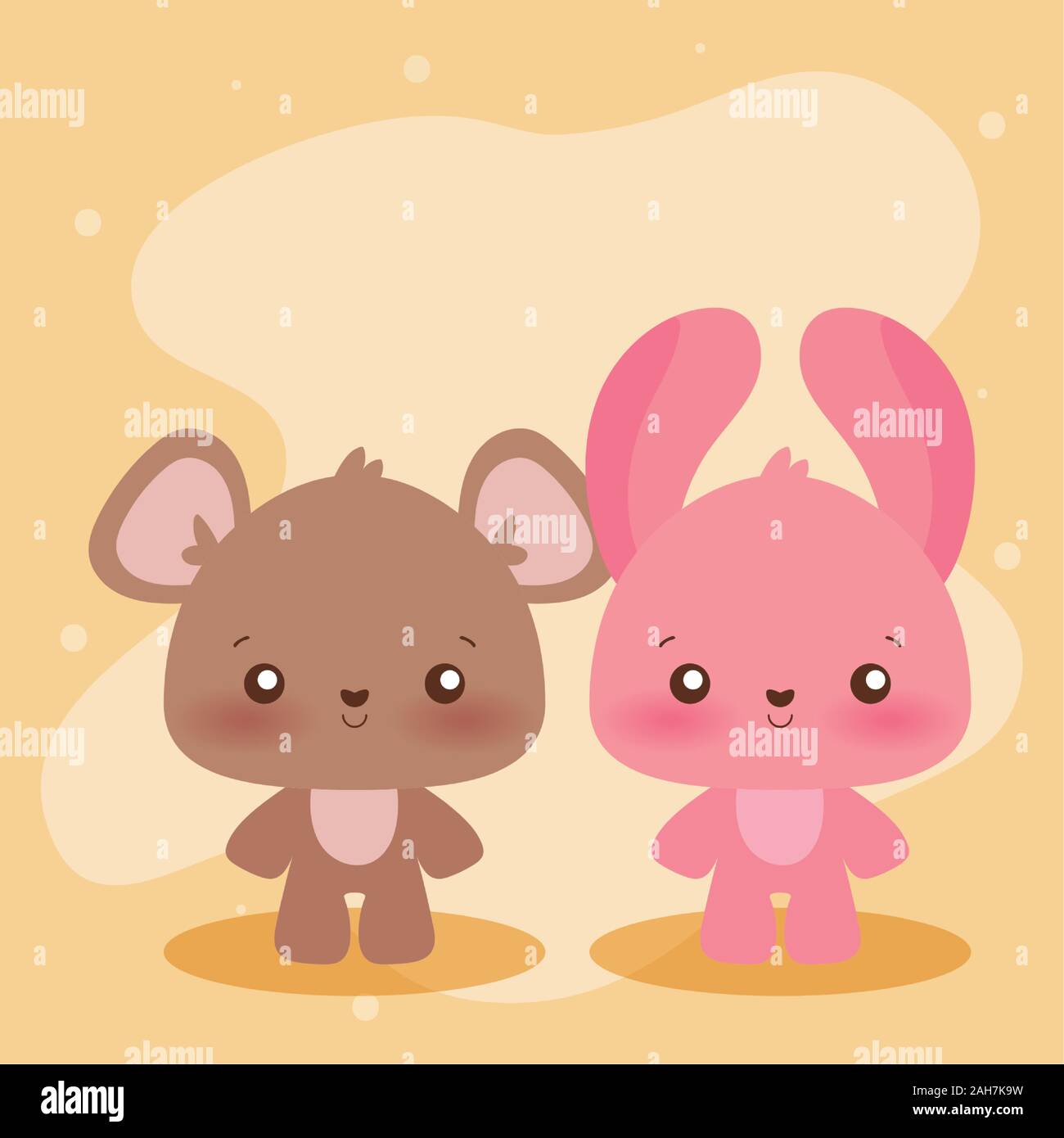 Cute bear and rabbit cartoon design, Animal zoo life nature character ...