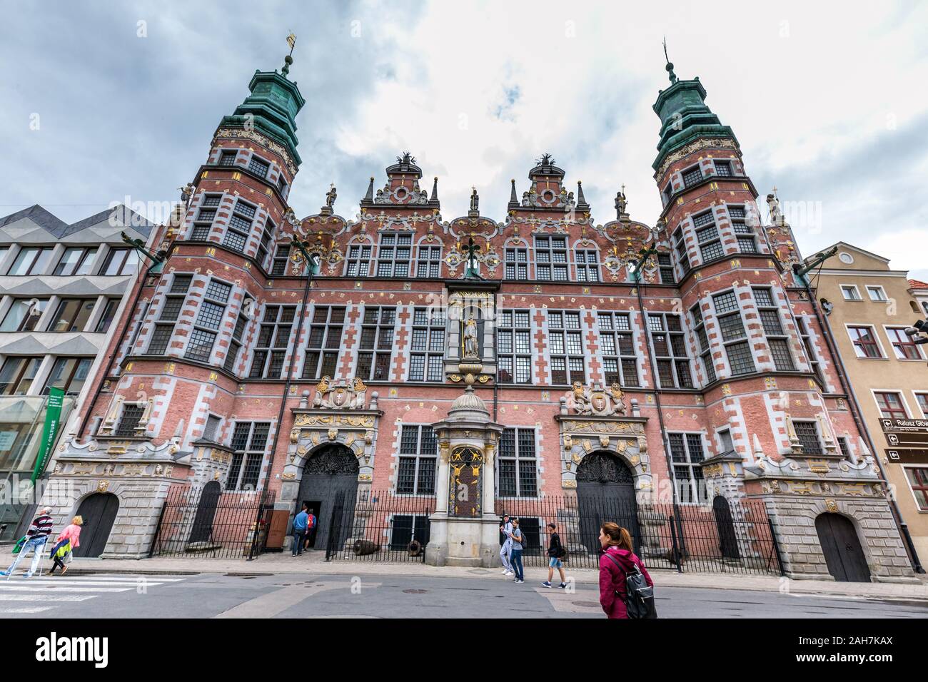 Gdansk, Poland - June 23 2018: The yard with beautiful, stylish and ...