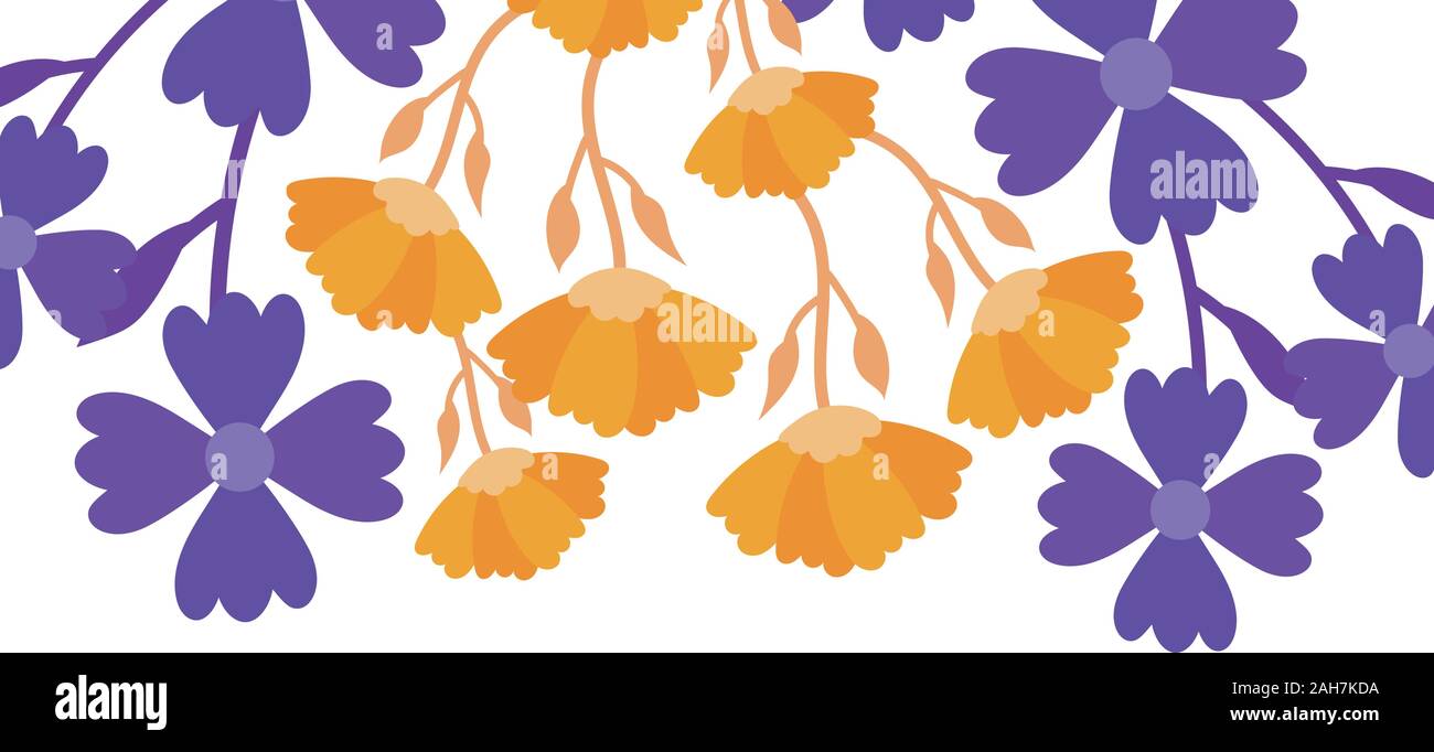 Natural flowers design, floral nature plant ornament garden decoration ...