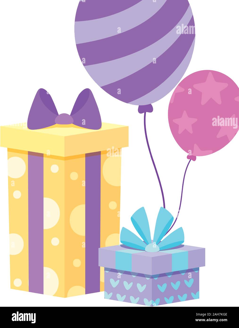 gifts with bowties and balloons design, Box present holiday christmas ...