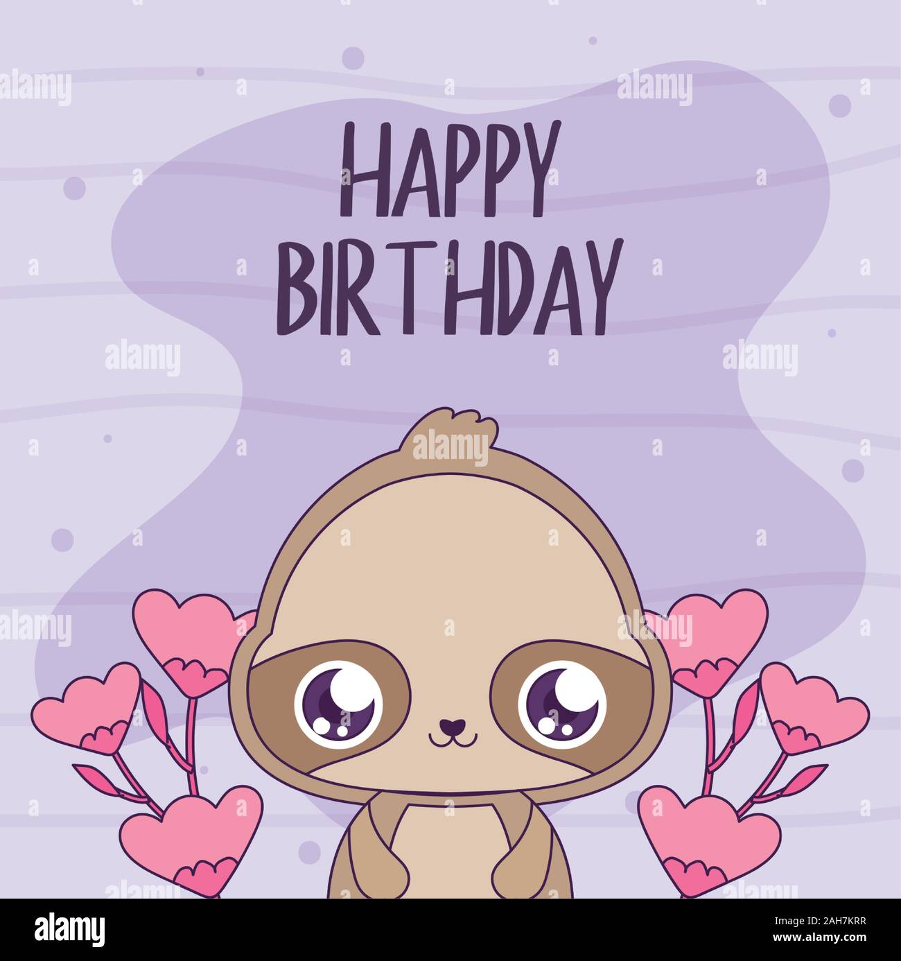 sloth cartoon design, Happy birthday card celebration decoration ...