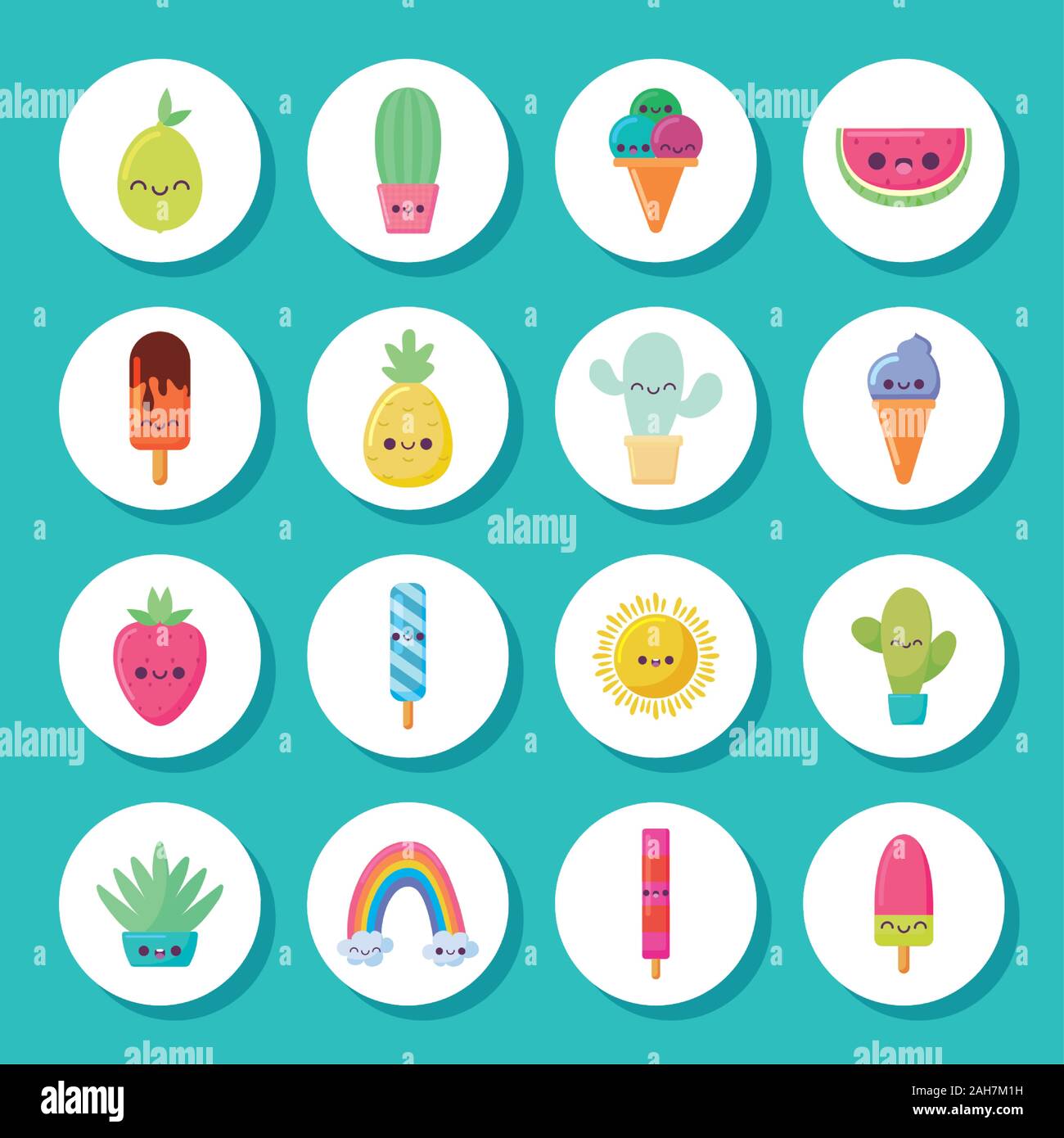 icon set cartoons design, Kawaii expression cute character funny and ...