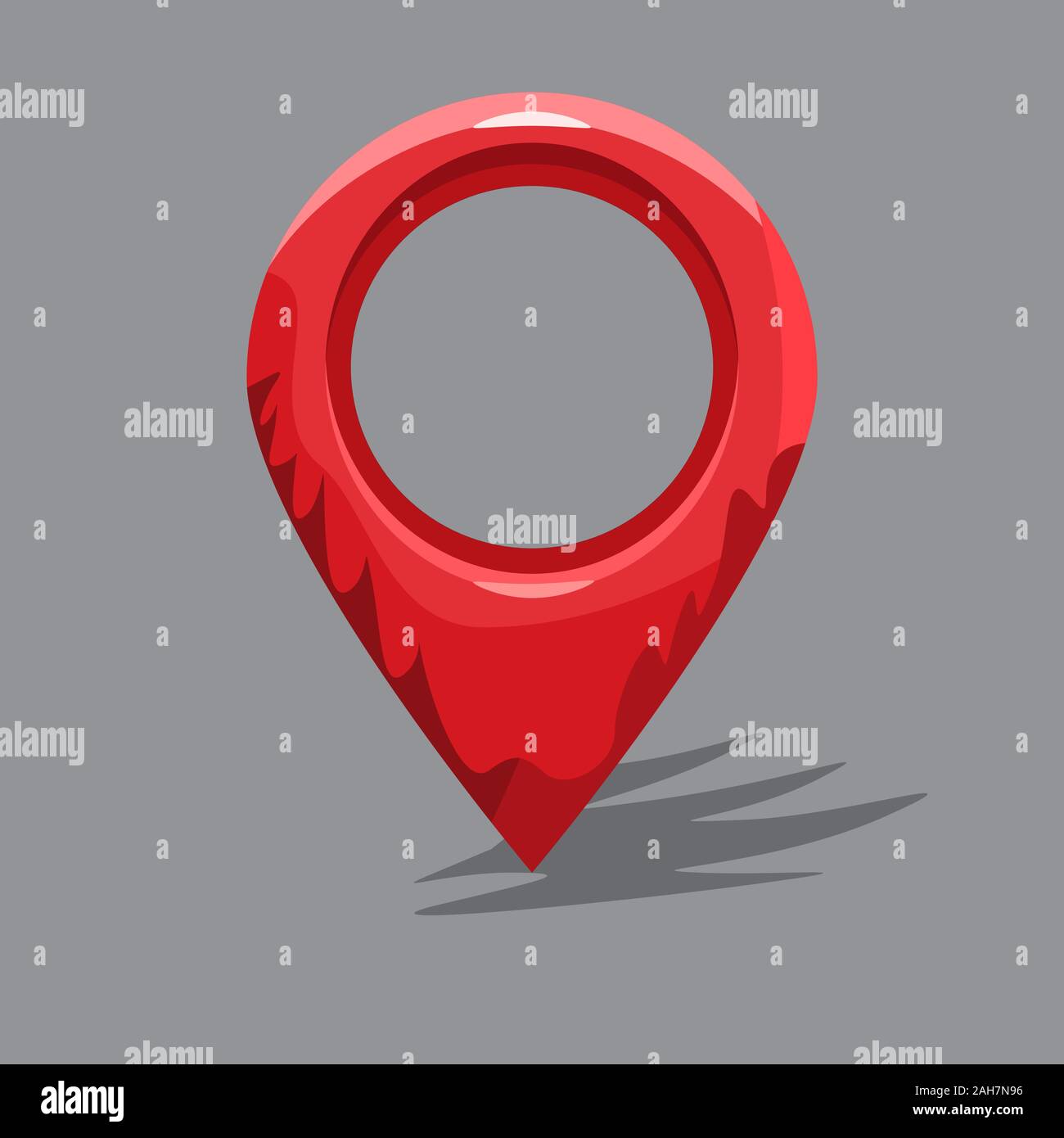 Hand drawn cartoon style map pin. Flat and solid vector illustration ...