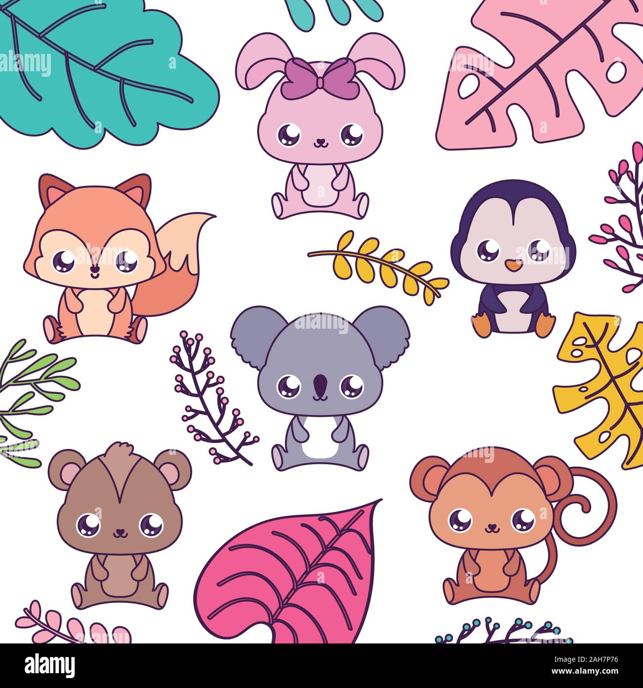 animals cartoons design, Kawaii expression cute character funny and ...