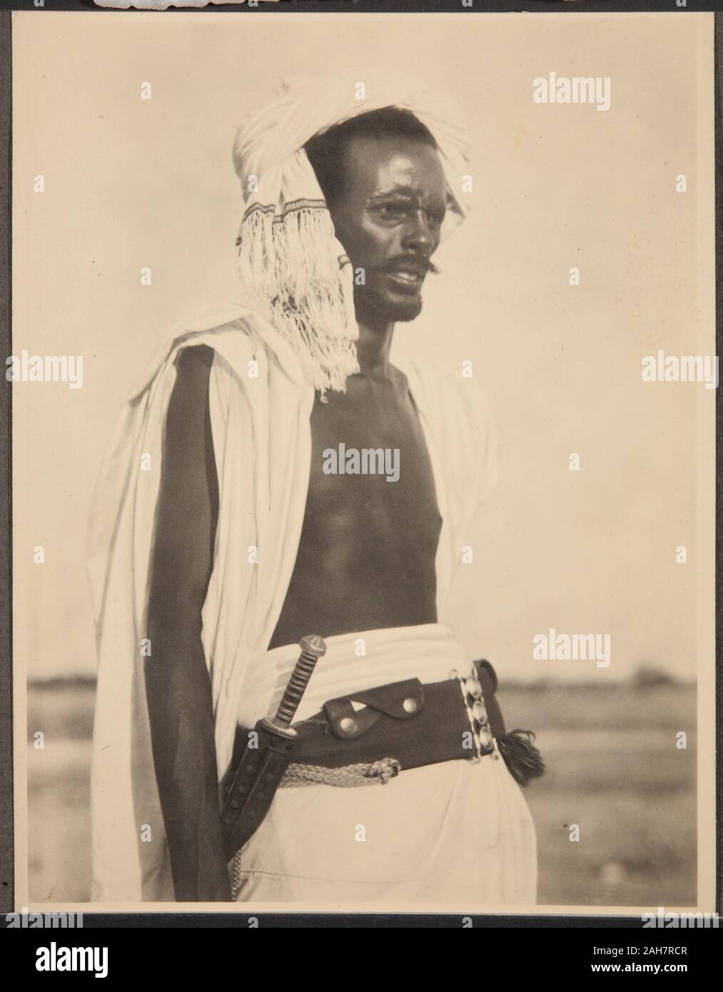 Somalia, Side view of a Somali man with a dagger in his belt. Marked on ...