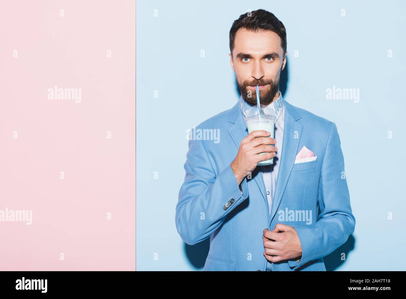 Man drinking milkshake hi-res stock photography and images - Alamy