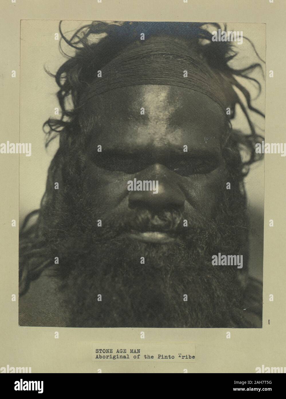 Australia, Portrait of aboriginal manCaption reads: Stone Age Man ...